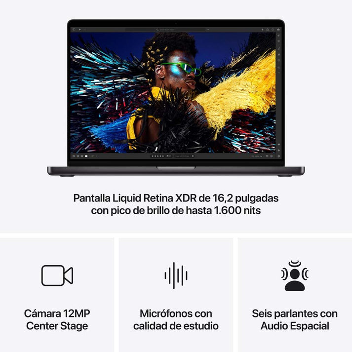 MacBook Pro de 16 pulgadas: Chip M4 Pro de Apple con CPU de 14 núcleos y GPU de 20 núcleos, 512 ...